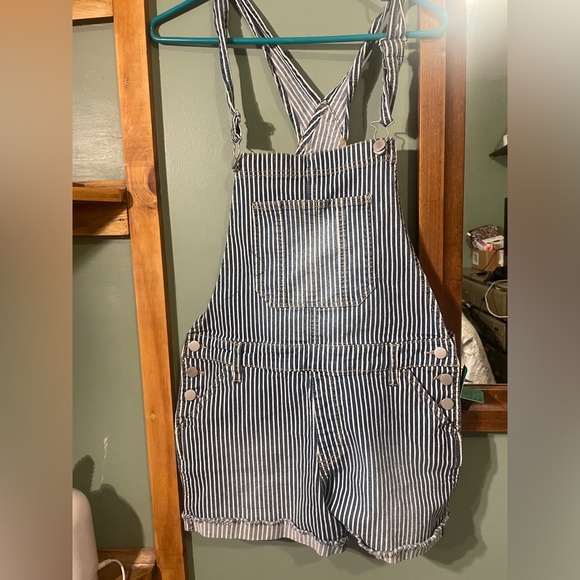 Pants & Jumpsuits | Striped Denim Overalls | Poshmark